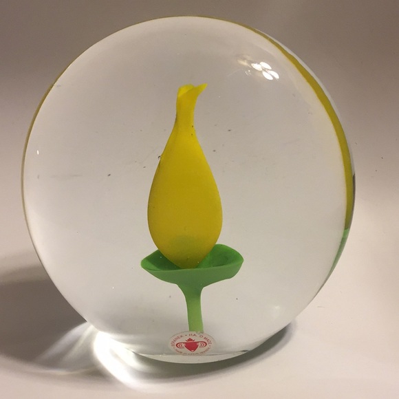 Beranek Czech glass | Art | Beranek Czech Yellow Calla Lily Paperweight ...
